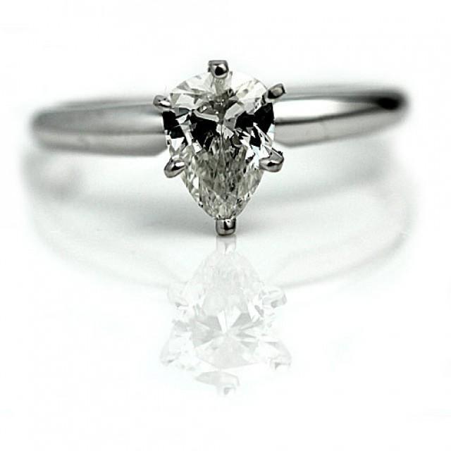 Pear Cut Diamond Vintage Engagement Ring .81ctw GIA Diamond Wedding ... Pear Cut Diamond Vintage Engagement Ring .81ctw GIA Diamond Wedding ...