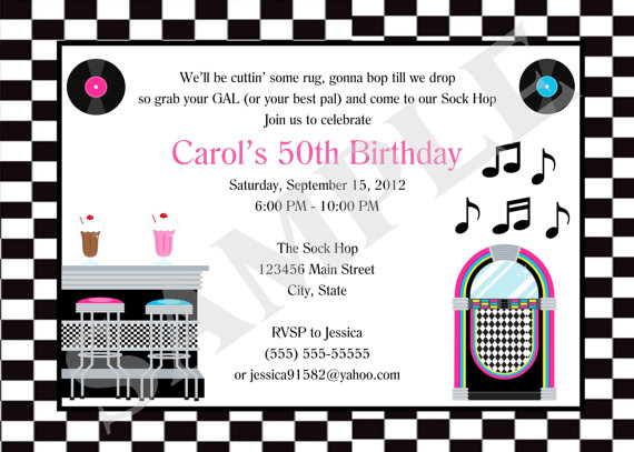 Printable 50s Diner Birthday Party Event Invitation Digital File 