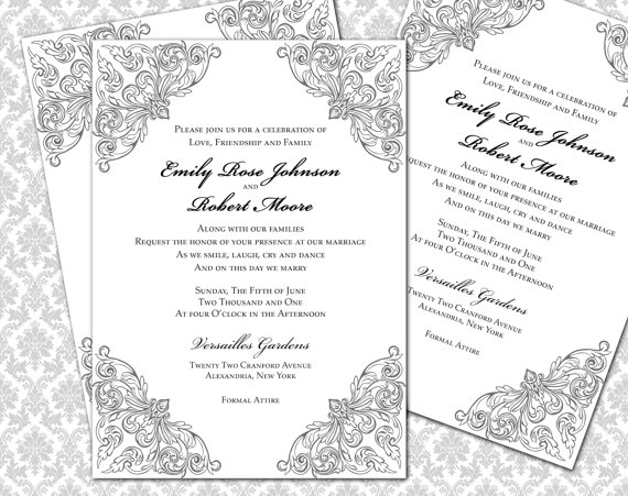 DIY Wedding Invitation Printable Template 5x7 Invitation 2295980 