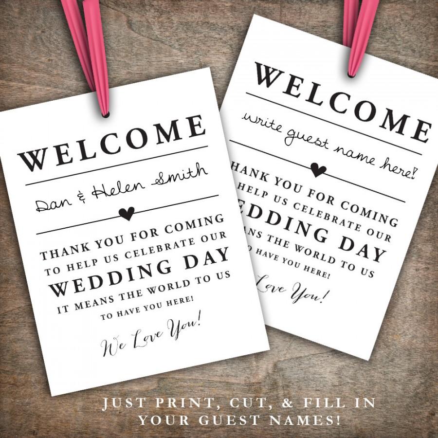INSTANT DOWNLOAD Printable Wedding Welcome Bag Tags Labels Hotel 
