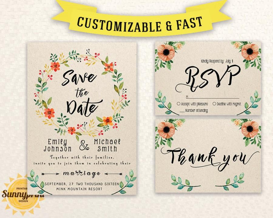 Wedding Invitation Template Download Printable Wedding Invitation Set 