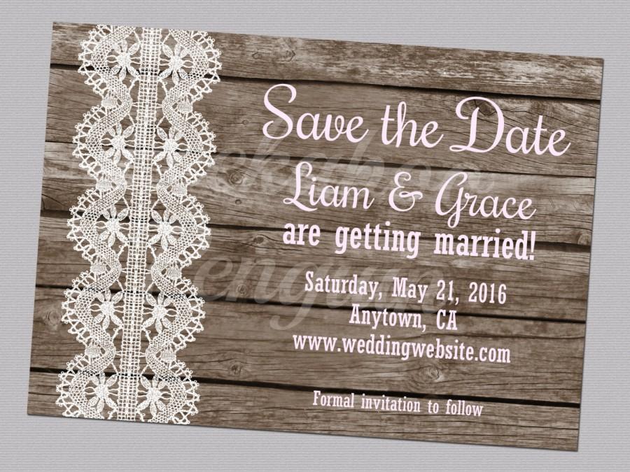 Rustic Save The Date Printable Country Save The Dates Wood And Lace 