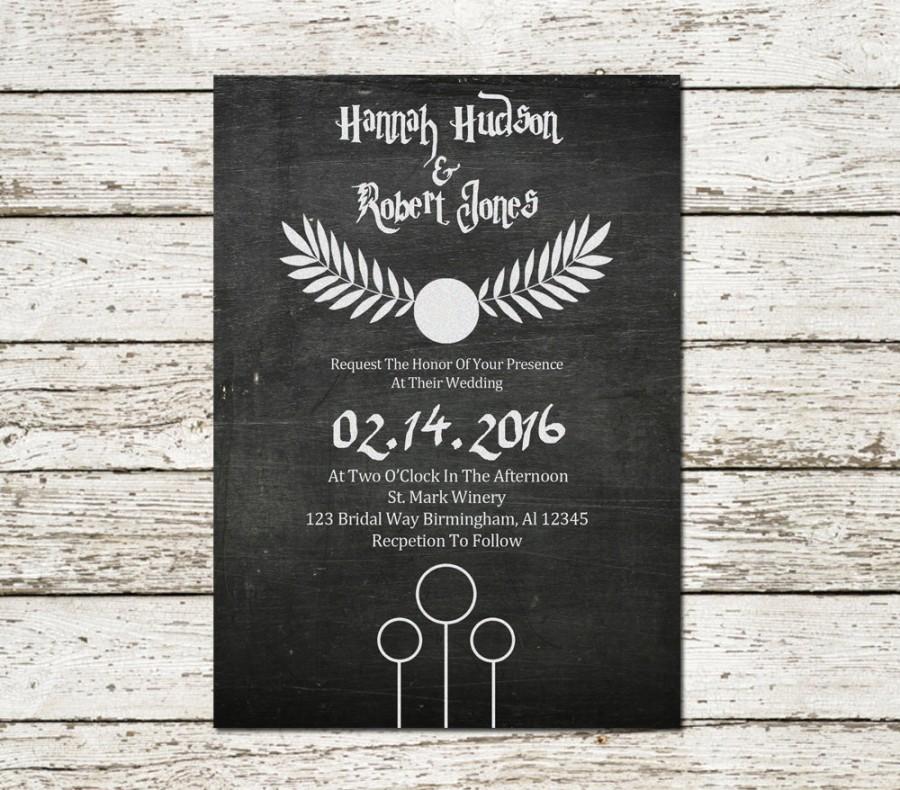 Harry Potter Wedding Invitation Chalkboard Printable Sci fi Movie Geek 