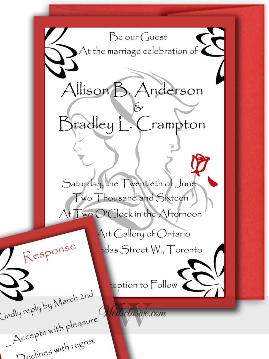 Beauty And The Beast Wedding Invitations Romantic Disney Weddings 