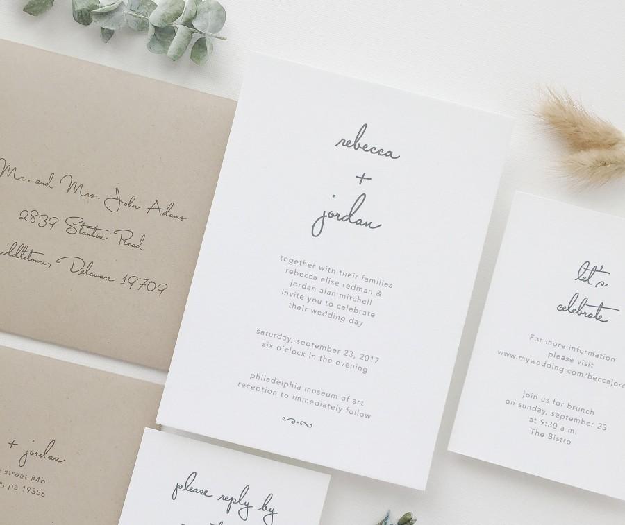 INVITATION SAMPLE Rebecca Simple Wedding Invitation Save The Date 