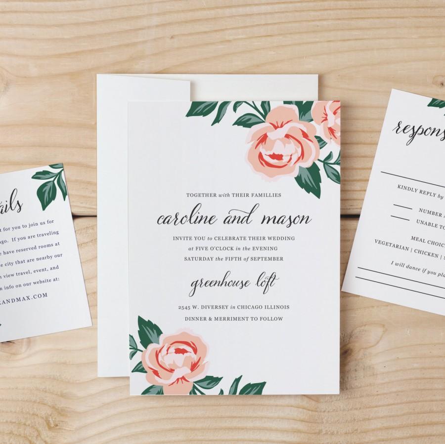 DIY Wedding Invitation Template Colorful Floral Word Or Pages MAC 