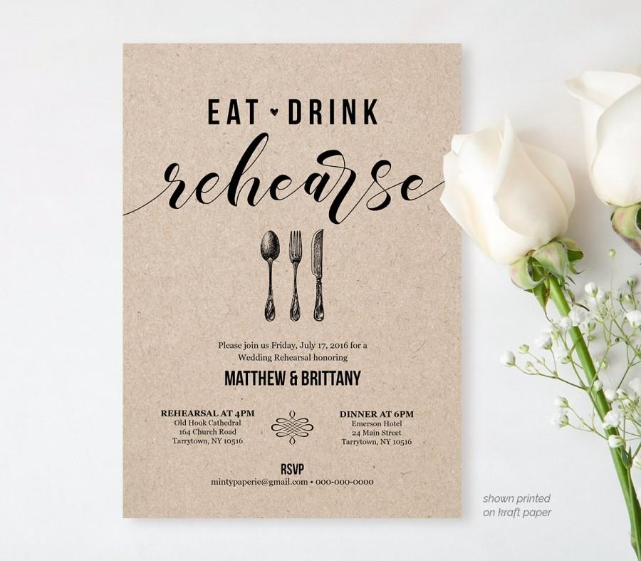 Rehearsal Dinner Invitation Template Printable Rustic Wedding 