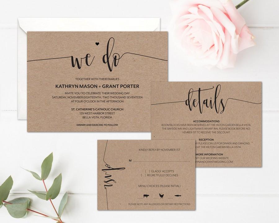 Simple Wedding Invitation Template Rustic Wedding Invitation 