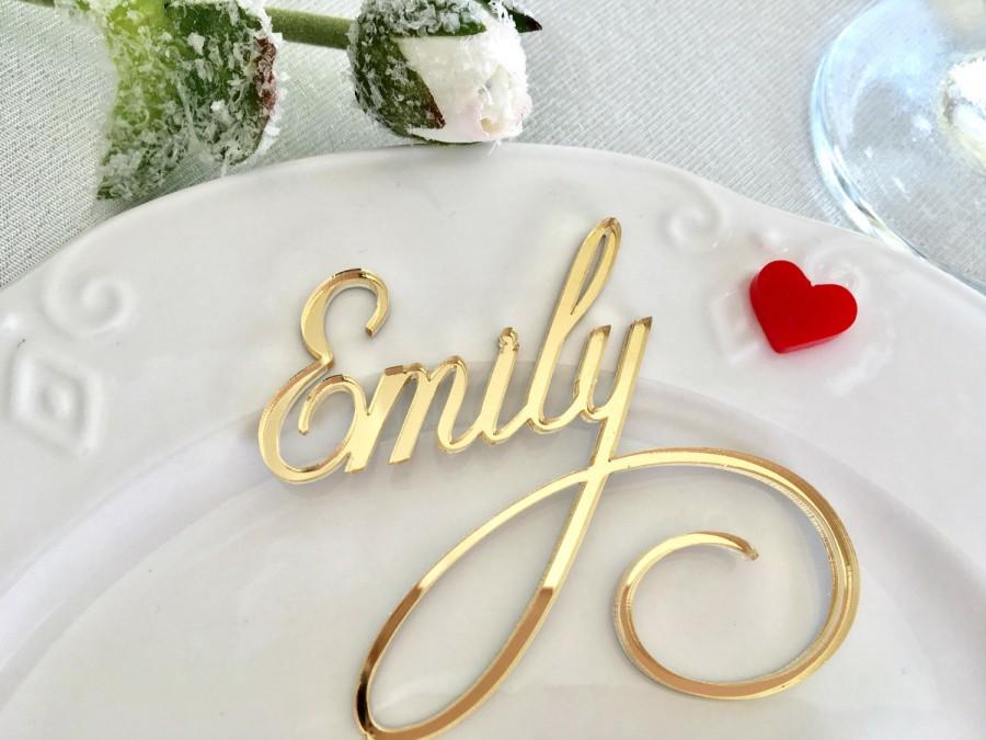 Gold Mirror Laser Cut Names Gold Place Cards Personalized Wedding Gold Mirror Laser Cut Names Gold Place Cards Personalized Wedding