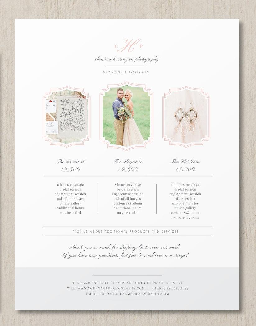 Photography Pricing Template - Photographer Pricing Guide - Customizable Price List - Photography Branding - M0230 - Design By Bittersweet #2708227 - Weddbook