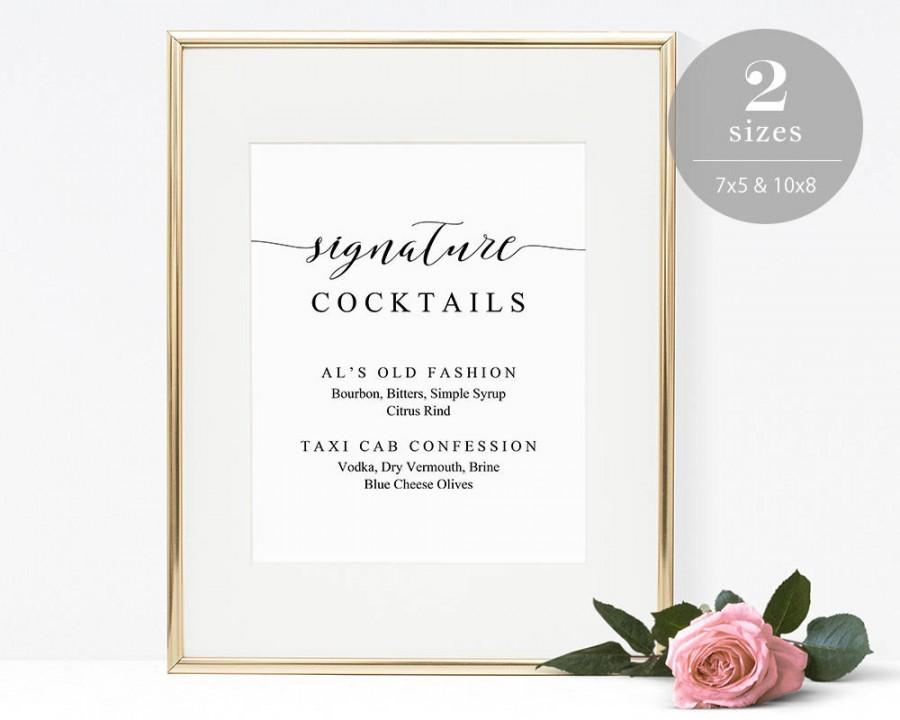 Weddings Drinks Sign Printable Fully Editable Template Wedding Bar Menu 