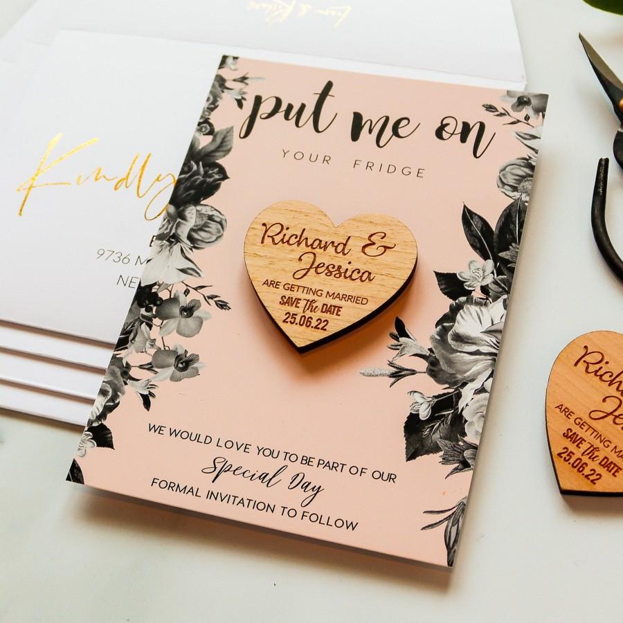 Save The Date Magnet Cards Rustic Wedding Wood Heart With Unique 
