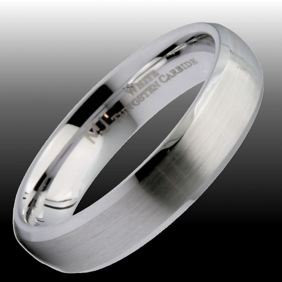 Black Silver Tungsten Gold-Tone Tungsten Brushed Center Beveled Edges ...